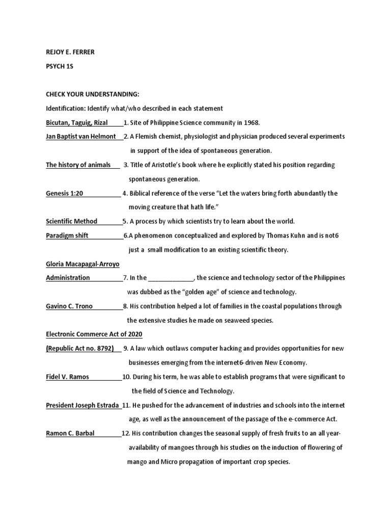 Sts Check Your Understanding Pdf Pdf Science Corazon Aquino