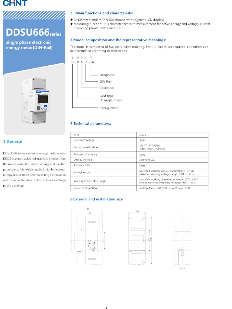 Ficha Técnica CHINT DDSU666 / DTSSU666 | PDF