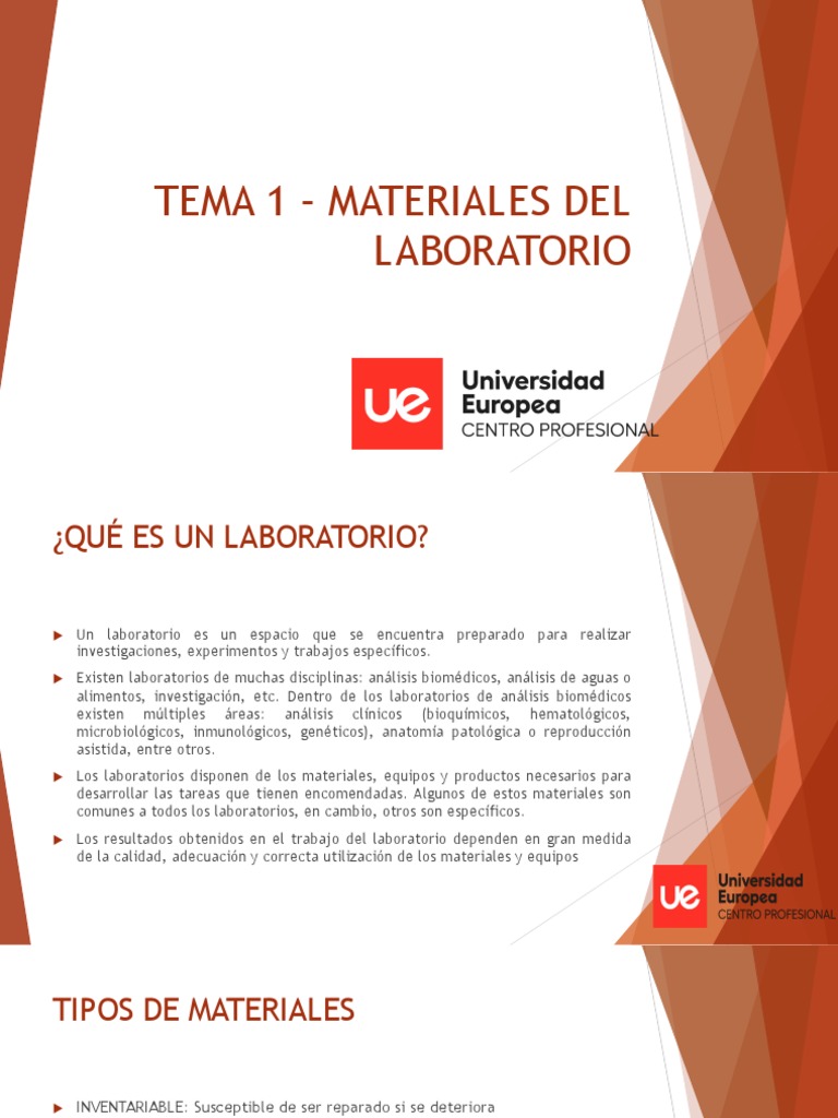 Tema 1 TGL UEM - Materiales Del Laboratorio | PDF | El plastico | Laboratorios