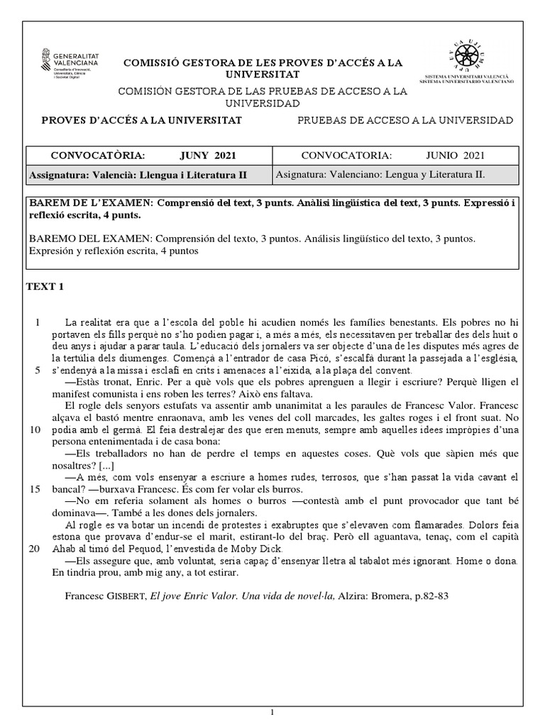 Examen VAL JUNY 2021 PDF | PDF