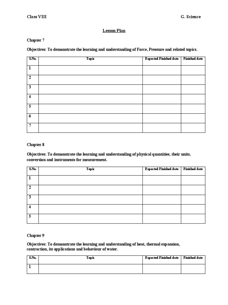 Lesson Plan - Class 8 | PDF