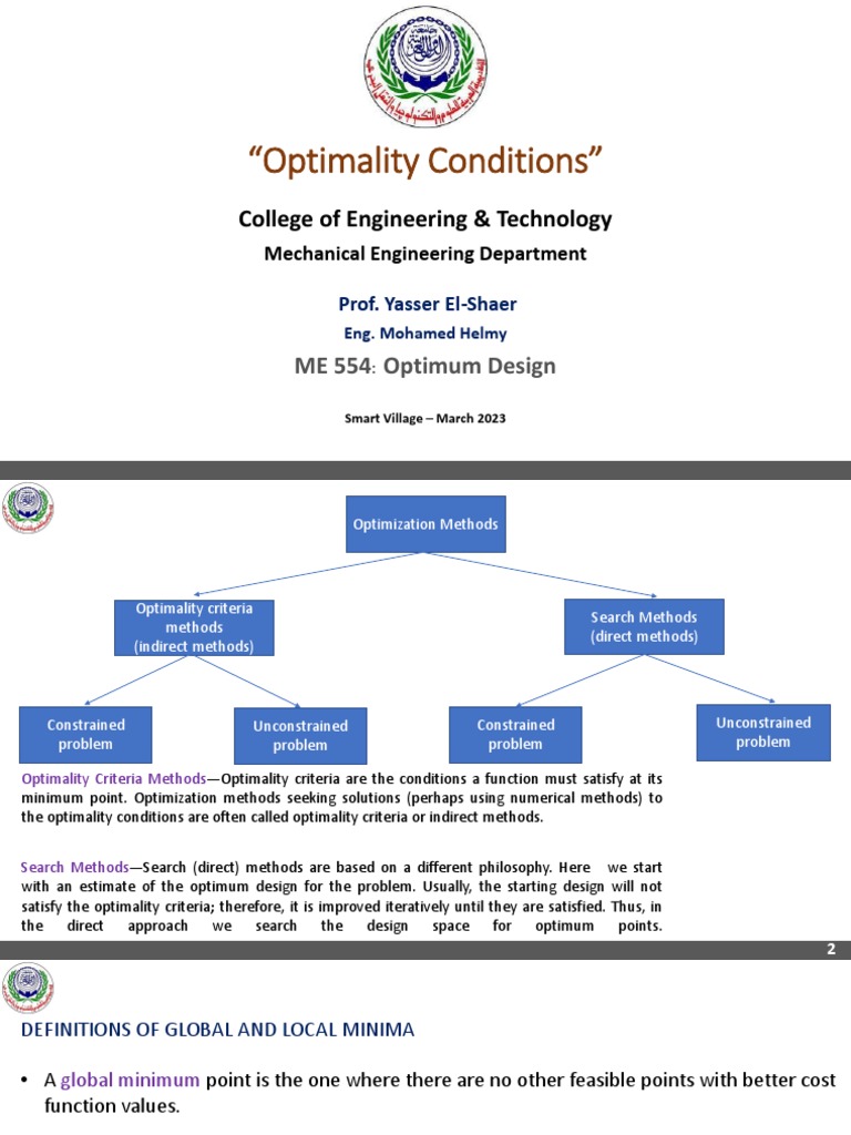Optimality Conditions in Design Methods | PDF | Mathematical Optimization | Derivative