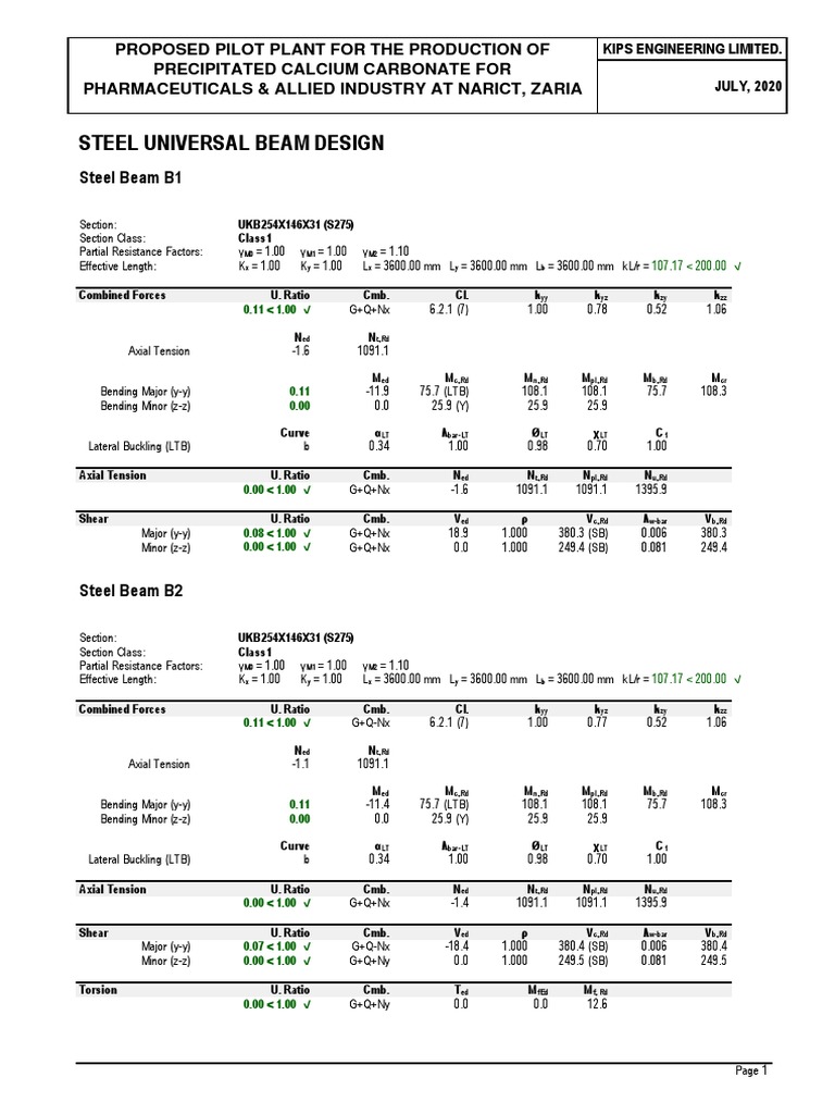 TYPICAL STEEL - UB Design Report | PDF | Buckling | Solid Mechanics