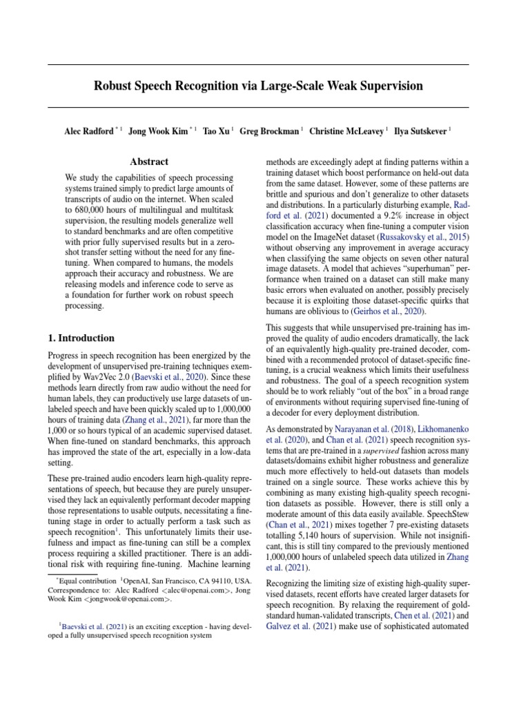 Robust Speech Recognition via Weak Supervision | PDF | Speech ...