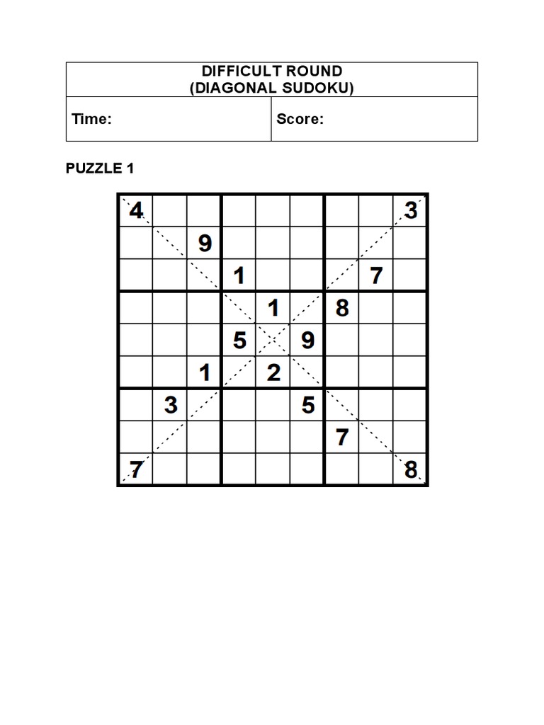 Difficult Diagonal Sudoku Puzzles | PDF