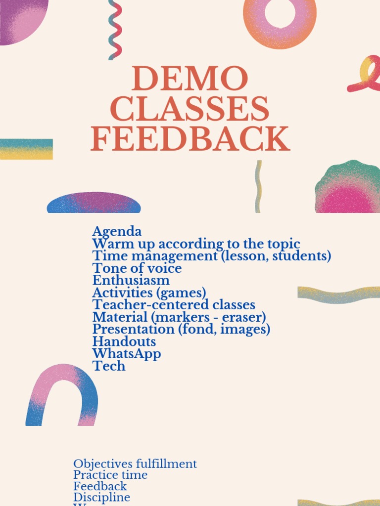 Demo Classes Feedback PDF | PDF