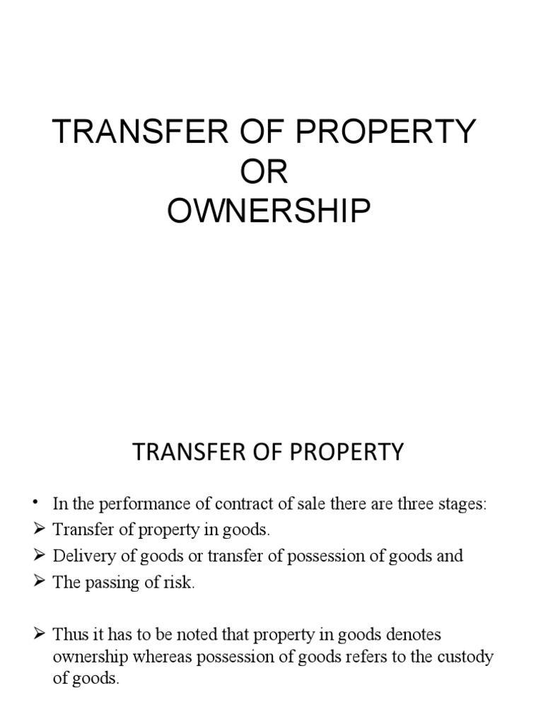 Stages of Property Transfer in Sales | PDF | Bill Of Lading | Sales