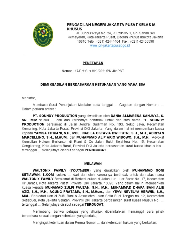 Penetapan Mediasi | PDF