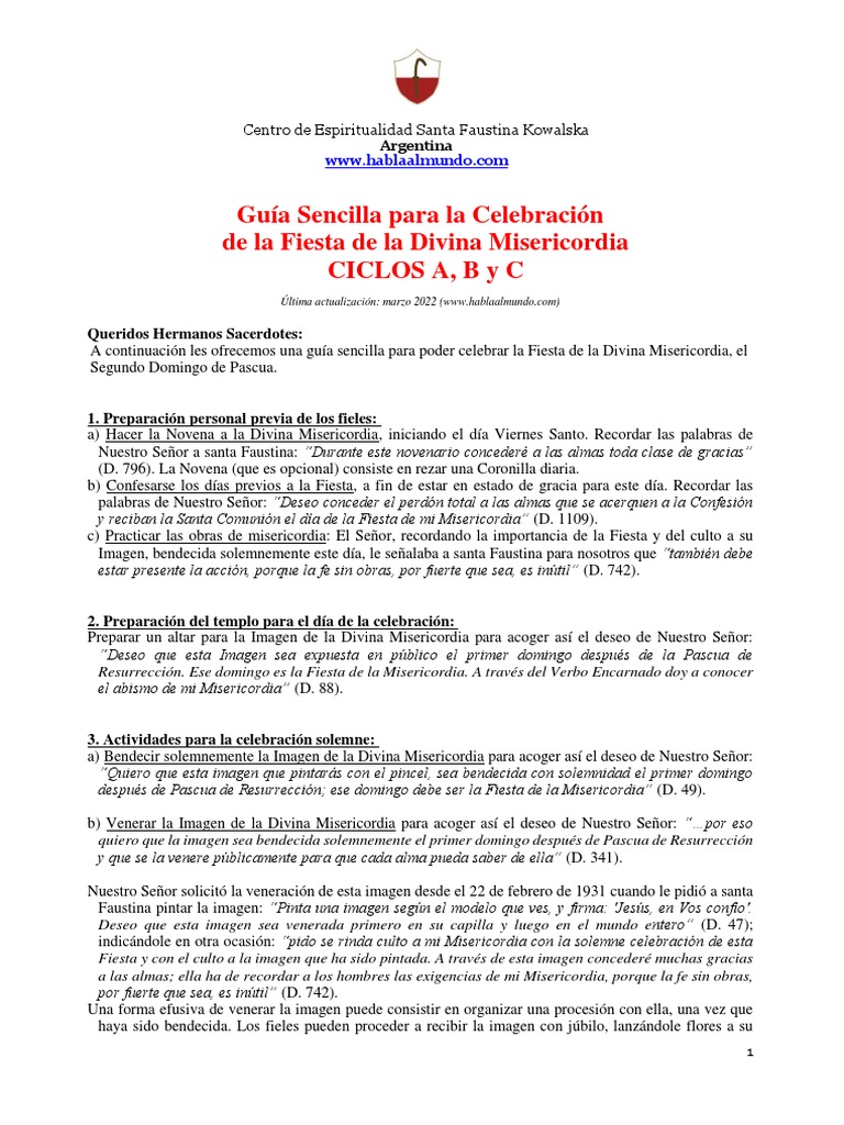 Guía Sencilla y Moniciones para La Celebración de La Fiesta CICLOS A, B ...