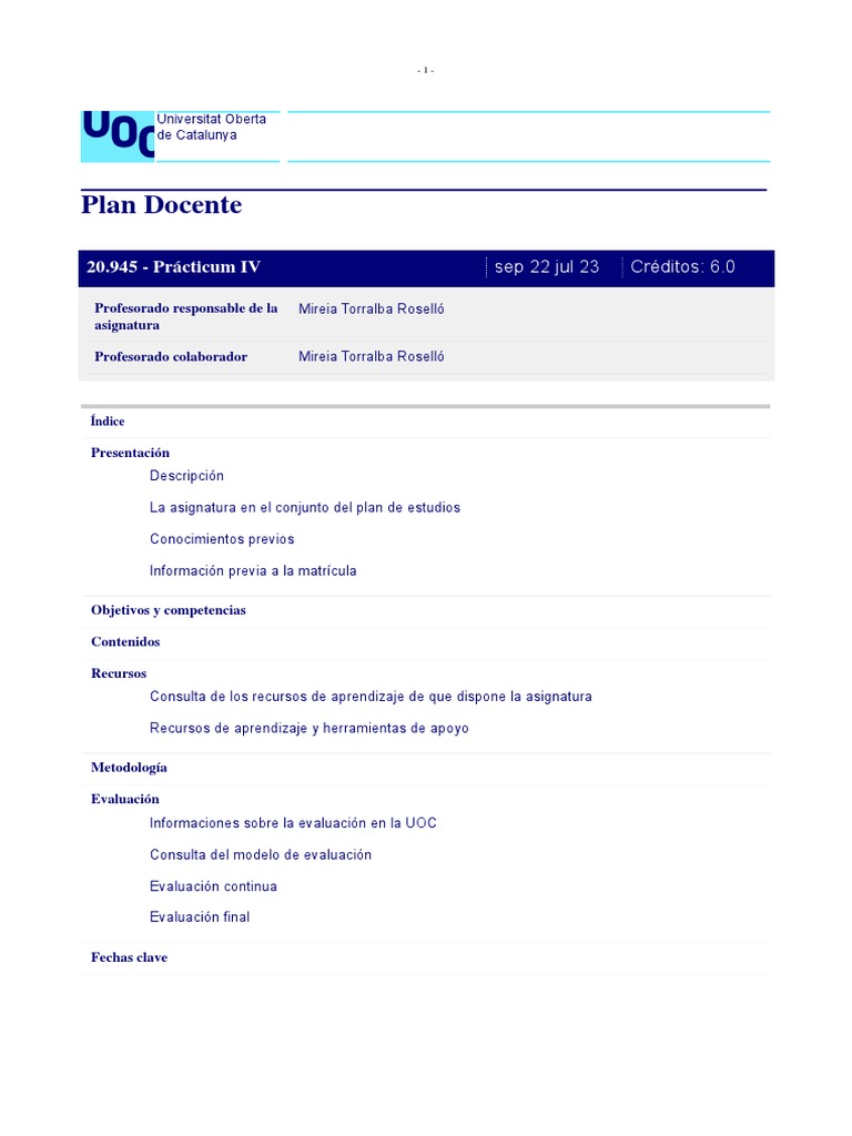Plan Docente Piv | PDF | Evaluación | Aprendizaje