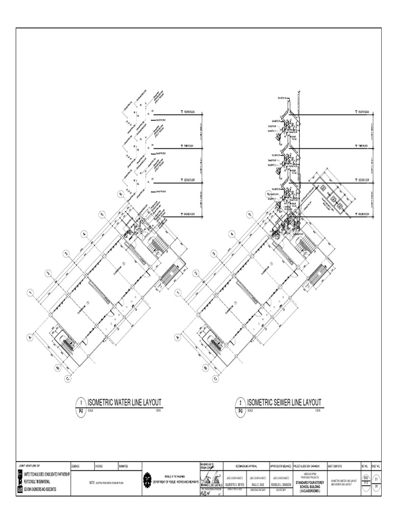 Isometric Sewer Line Layout Isometric Water Line Layout: Scale 1:80 M ...