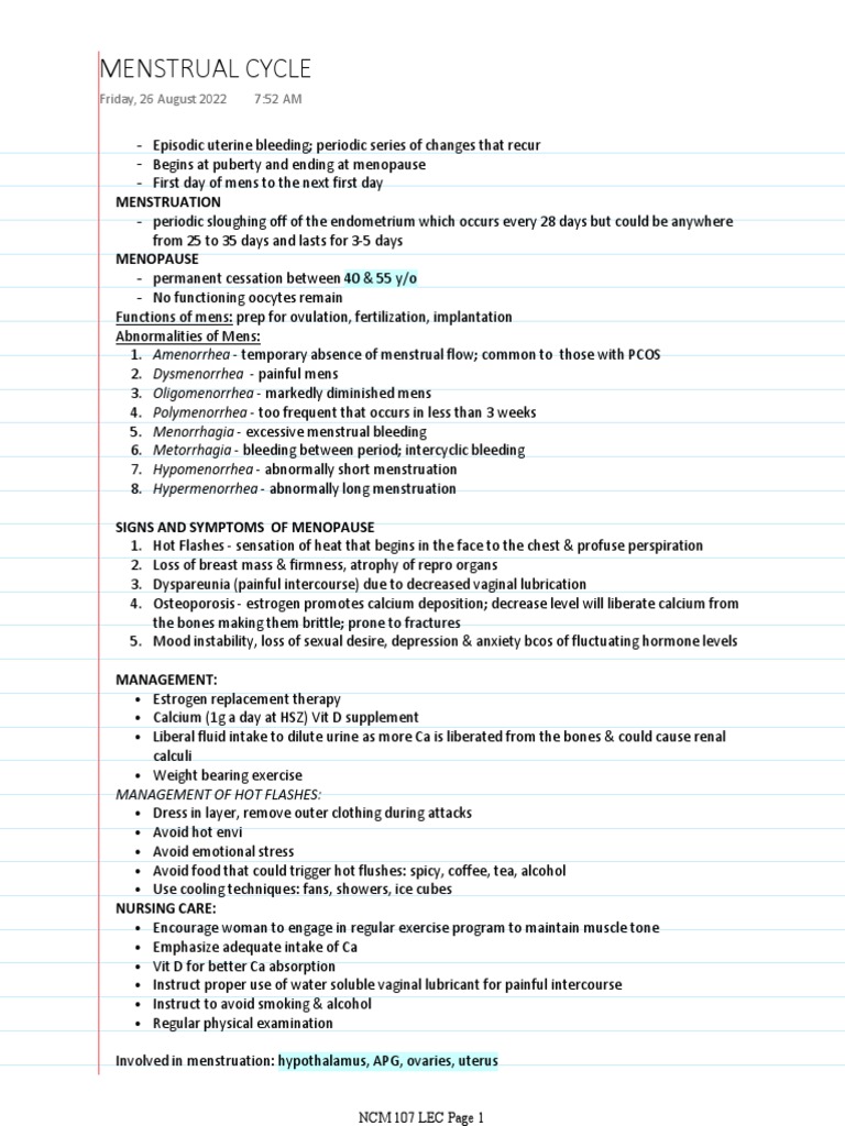 Menstrual Cycle PDF | PDF | Menstrual Cycle | Reproductive System
