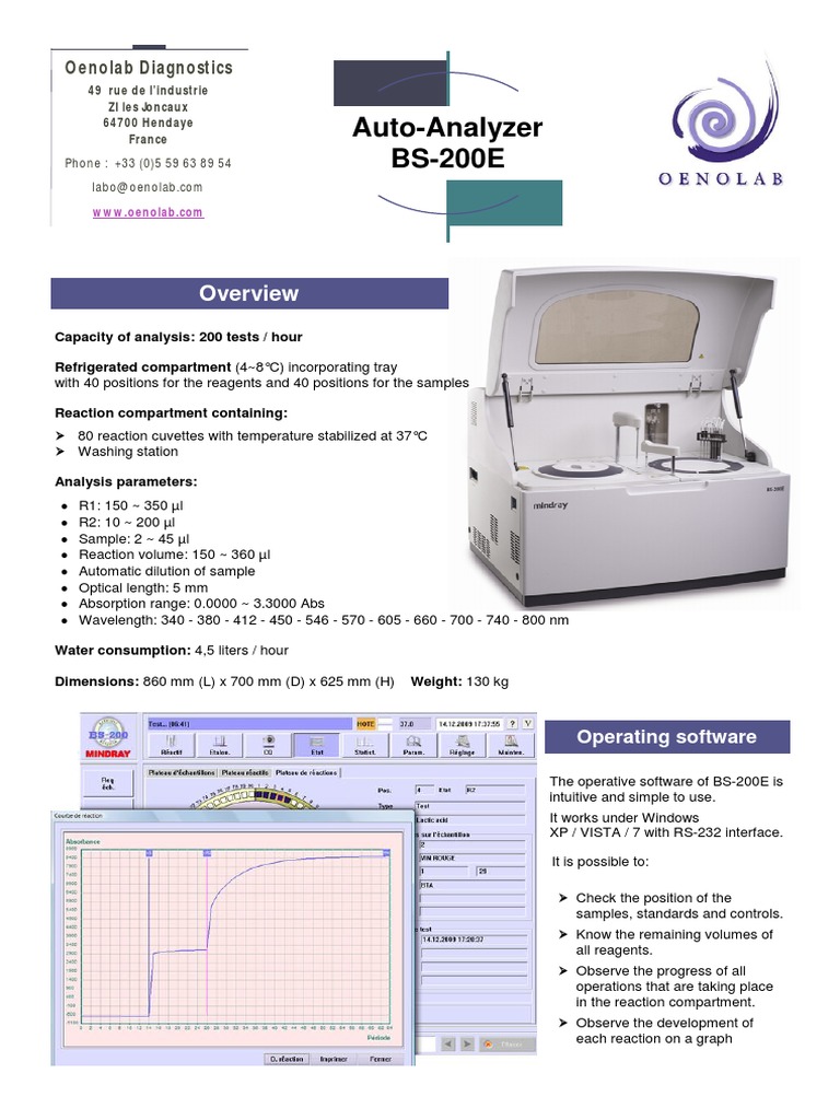 Oenolab BS 200E Wine Analysis Auto-Analyzer | PDF | Chemistry | Physical Sciences