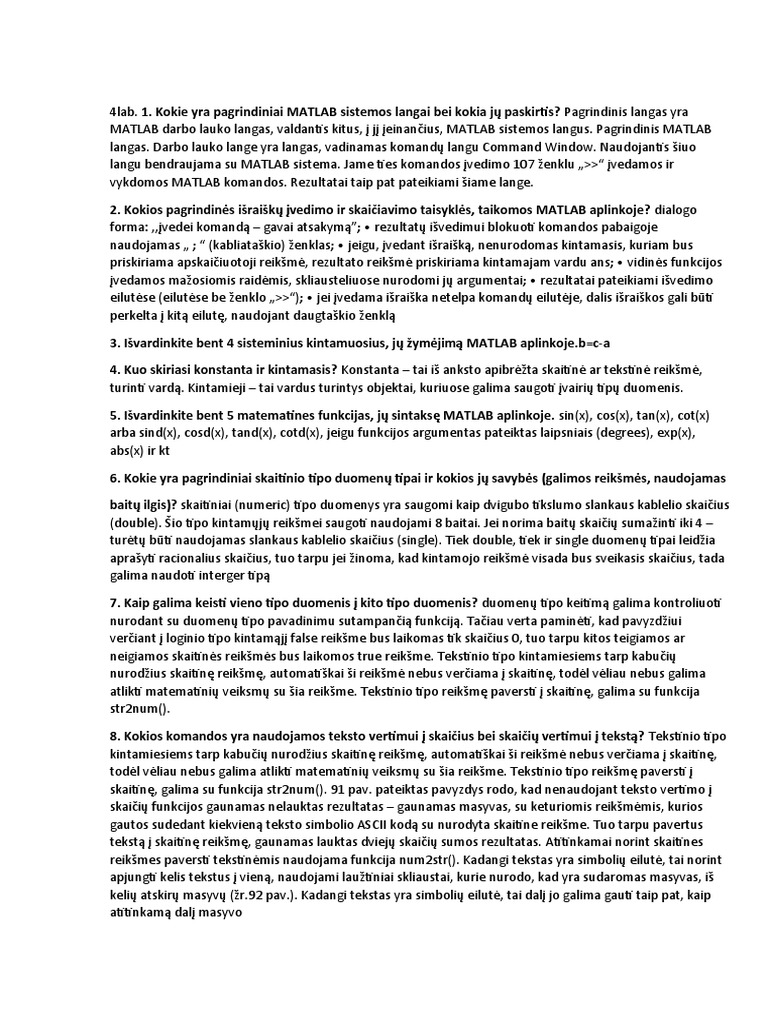 Informatikos Konspektas Kontroliniui nr.2 | PDF