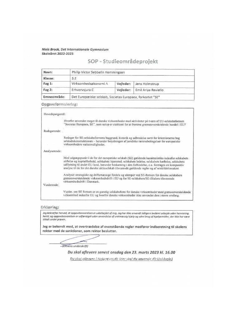 SOP - 2023 - Societas Europaea | PDF