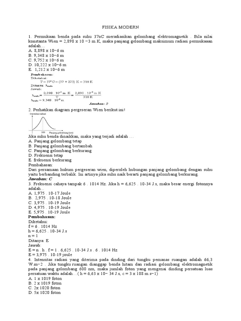 Soal Dan Pembahasan Fisika Modern | PDF