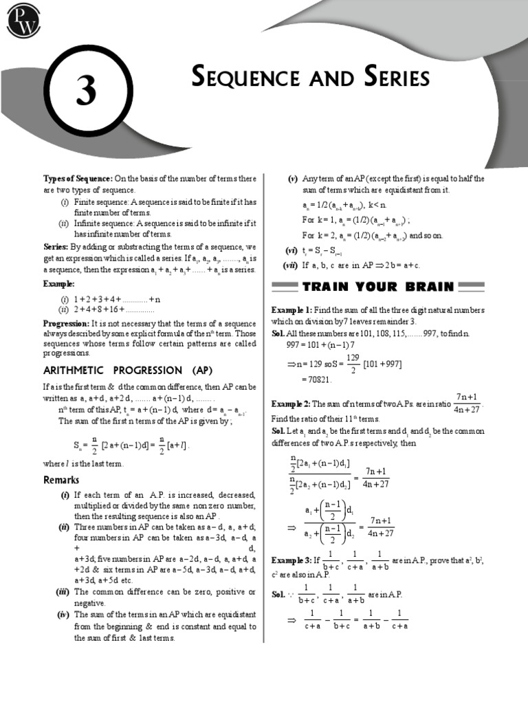 6322deec814cca0018591b2d - ## - Chapter 03 - Sequence and Series - Module PDF | PDF | Sequence ...