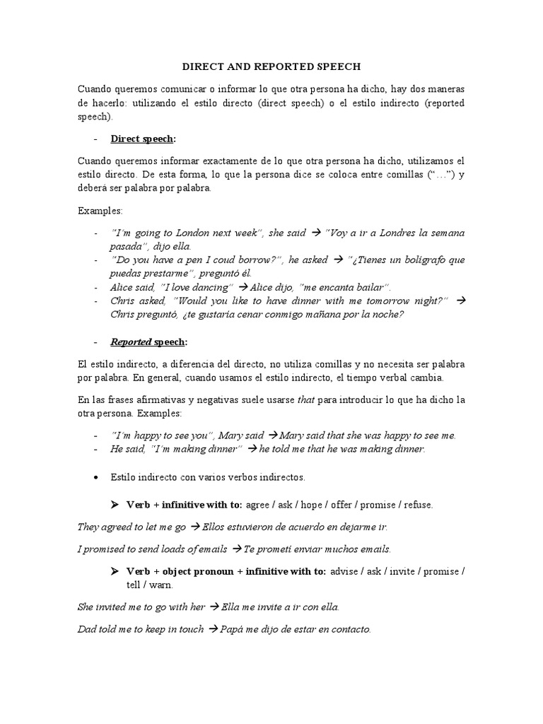 Reported Speech | PDF