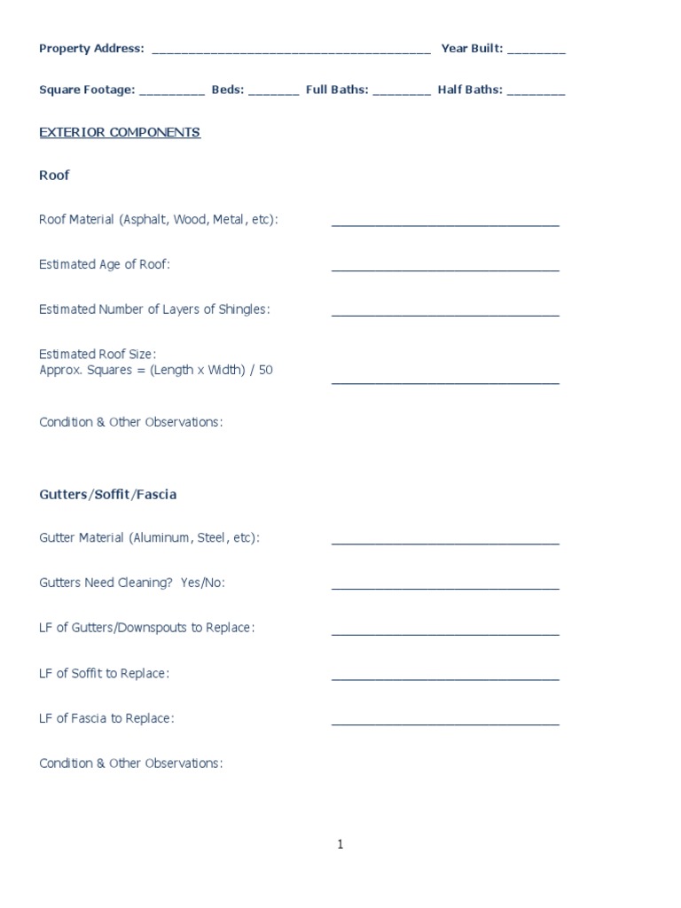 Inspection Checklist Pdf Basement Roof