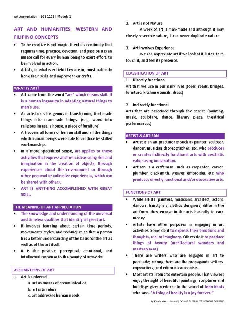 Art Appreciation - Module 1-7 | PDF | Aesthetics | The Arts