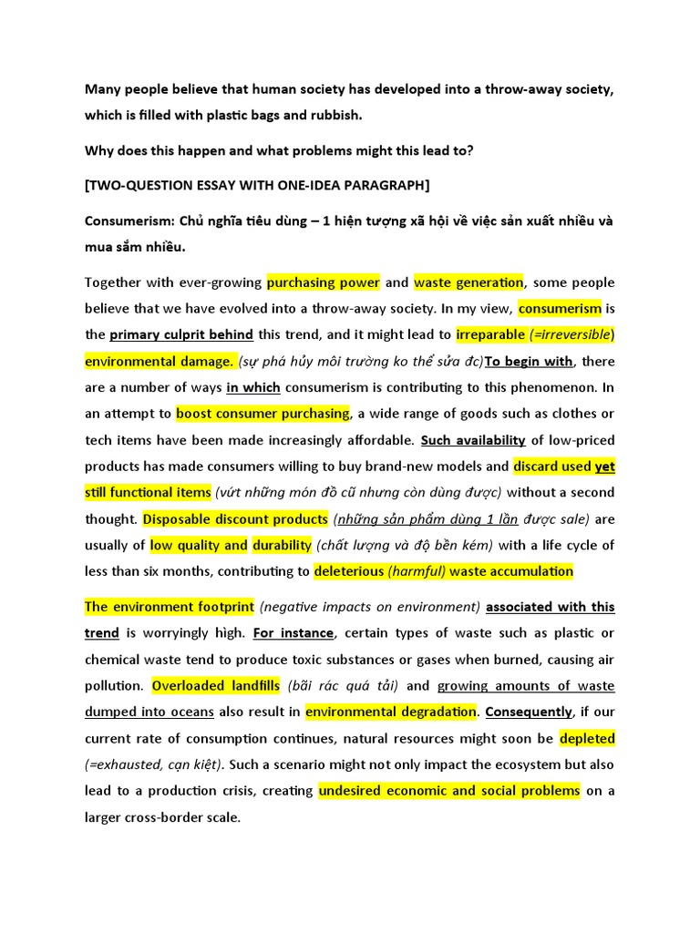 (SAMPLE 2) A Throw-Away Society | PDF