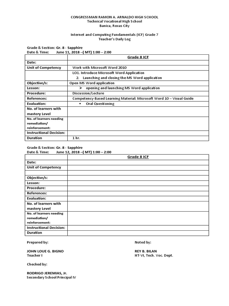 Q1 W2 Icf 8 DLL 2 | PDF | Career & Growth | Business