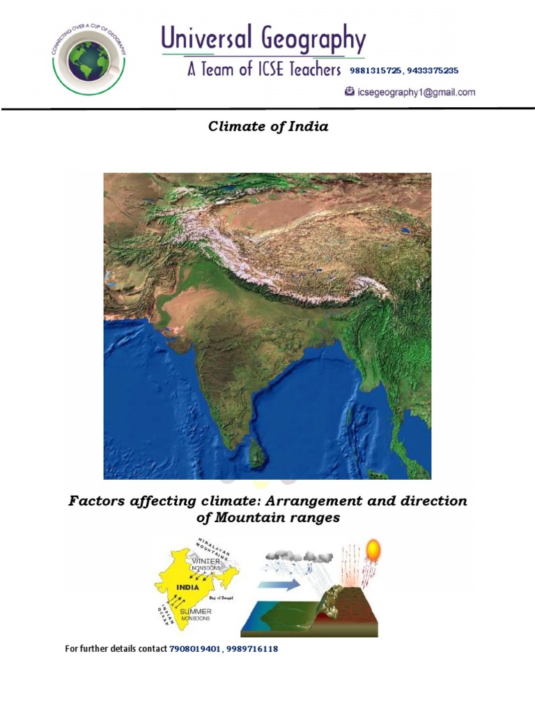 Climate of India Notes | PDF | Monsoon | Rain