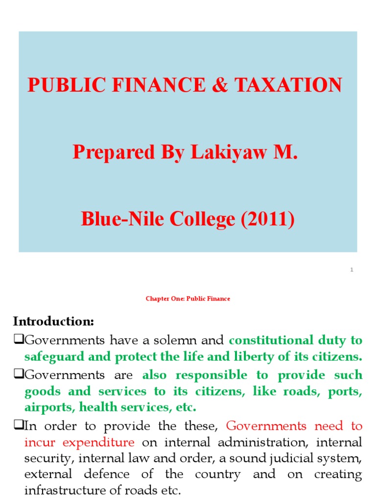 Understanding the Fundamentals of Public Finance and Taxation: An ...