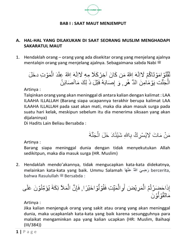 CSS - Tata Cara Merawat Jenazah - A5 - Materi - Kiri PDF | PDF