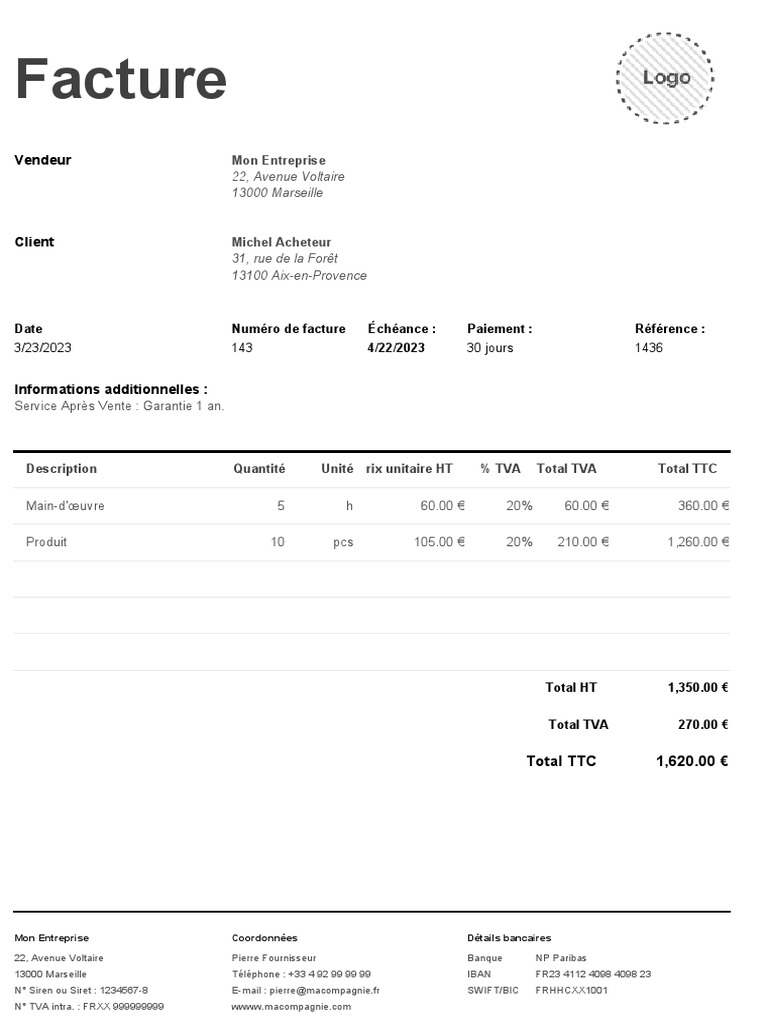 Modèle de Facture Word Gratuit | PDF | Finance et gestion monétaire