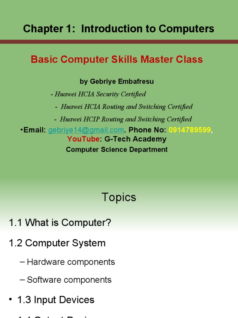 Basic Computer Skills Overview | PDF | Computer Data Storage | Computer ...