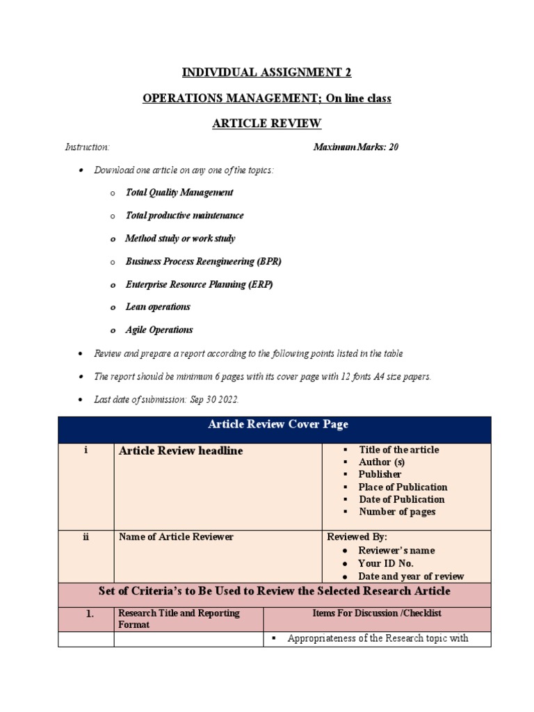 Individual Assignment 2 OM Online | PDF | Evaluation | Hypothesis
