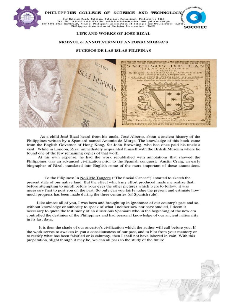 MODULE 6- Rizal' s Annotation of Morga's Sucesos delas Islas Filipinas ...