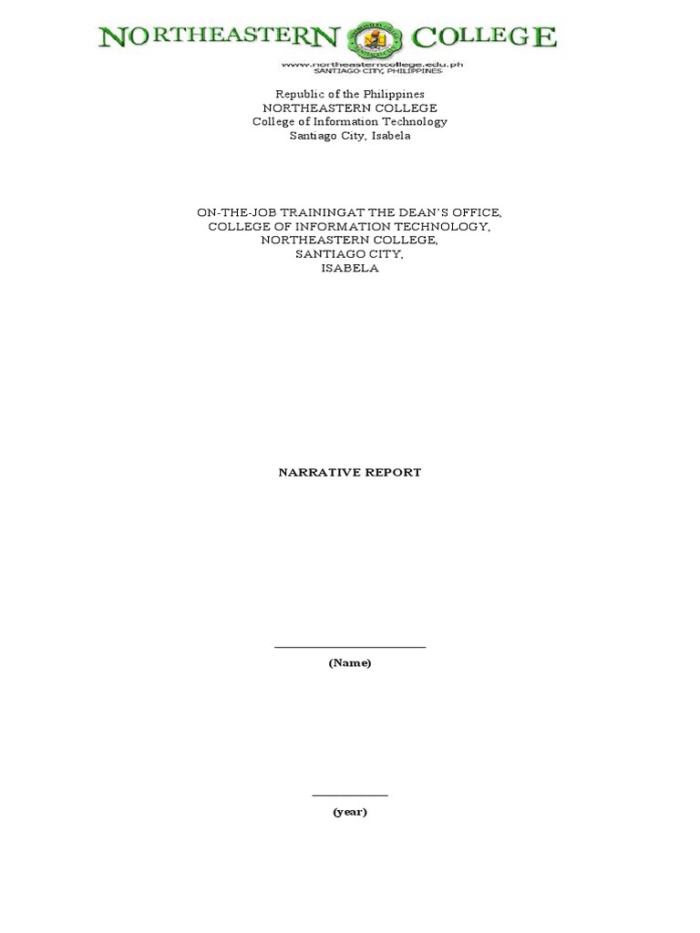 On The Job Training Narrative Report | Download Free PDF | Cognition ...