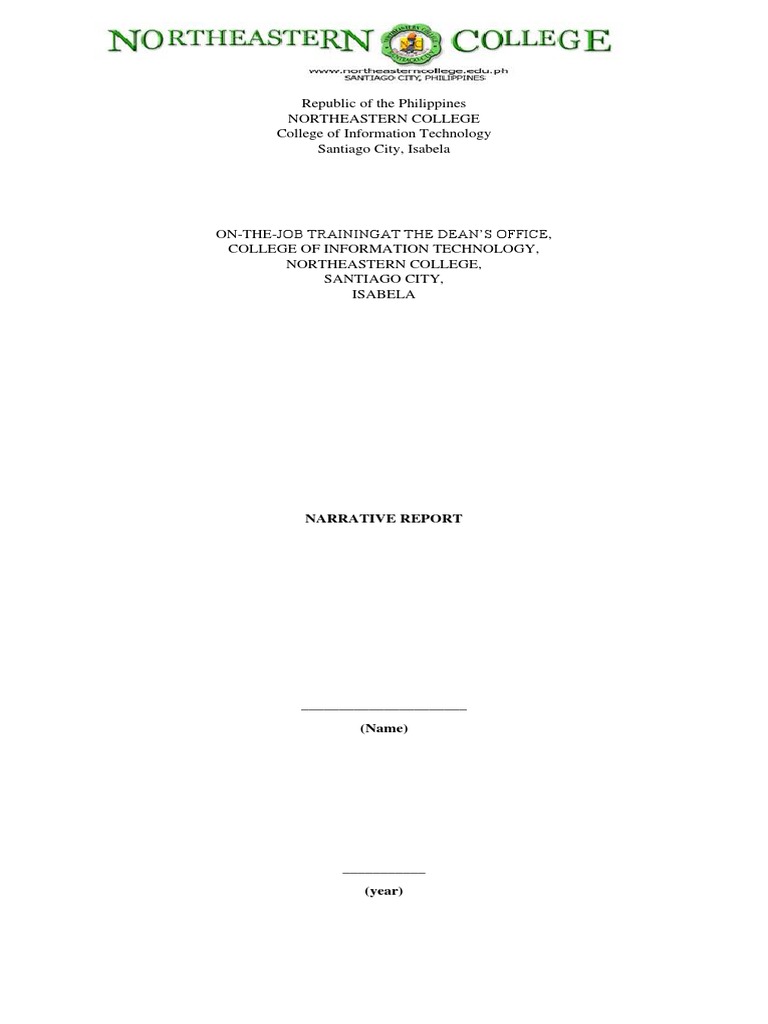 On The Job Training Narrative Report | Download Free PDF | Cognition ...