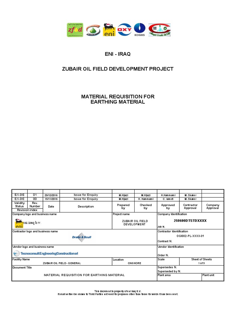 MR For Earthing | PDF | Specification (Technical Standard) | Iso 9000
