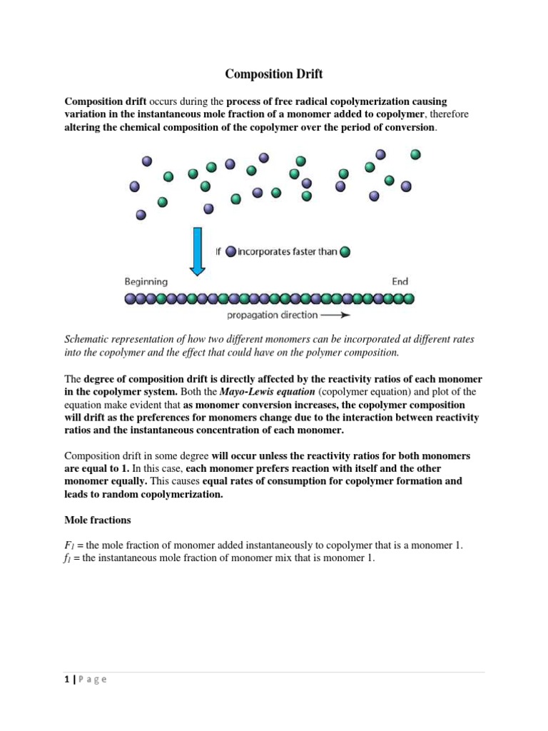 Lecture Notes Copolymerization Composition Drift Pdf Copolymer