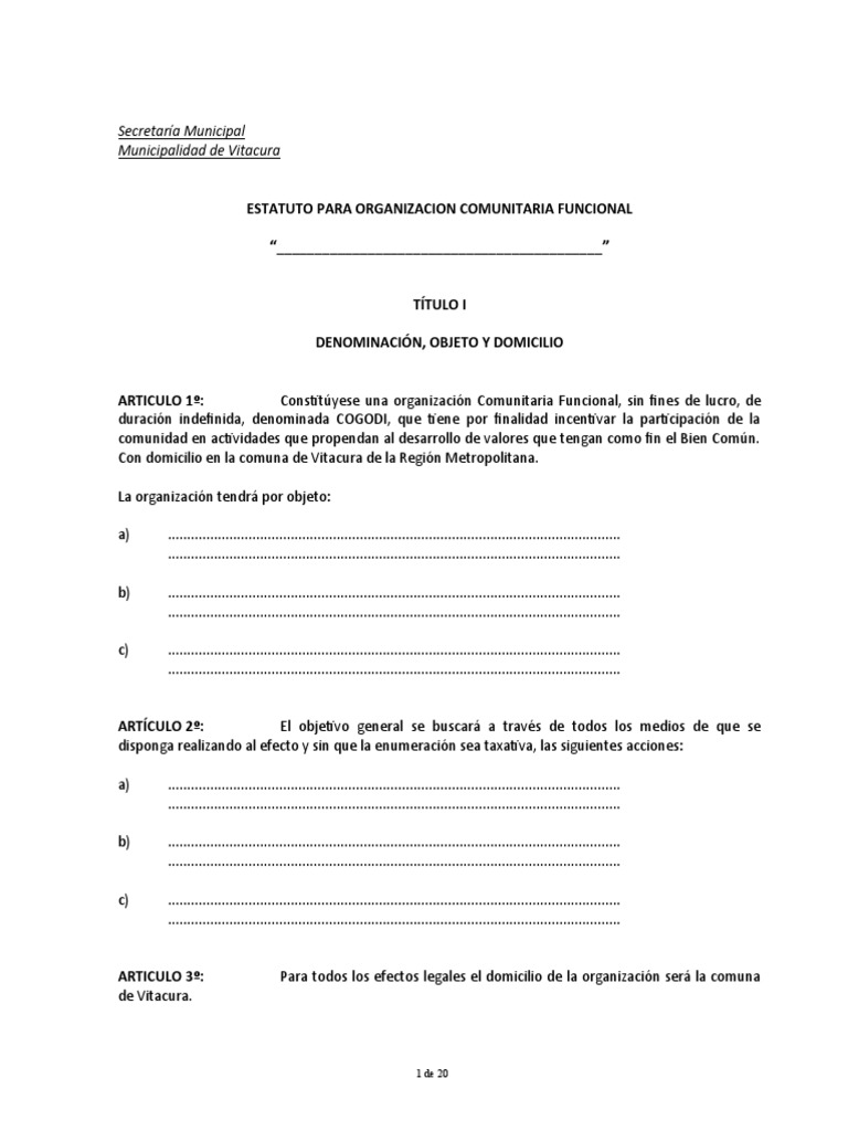 Estatutos Tipo OCF | PDF | Cheque | Votación