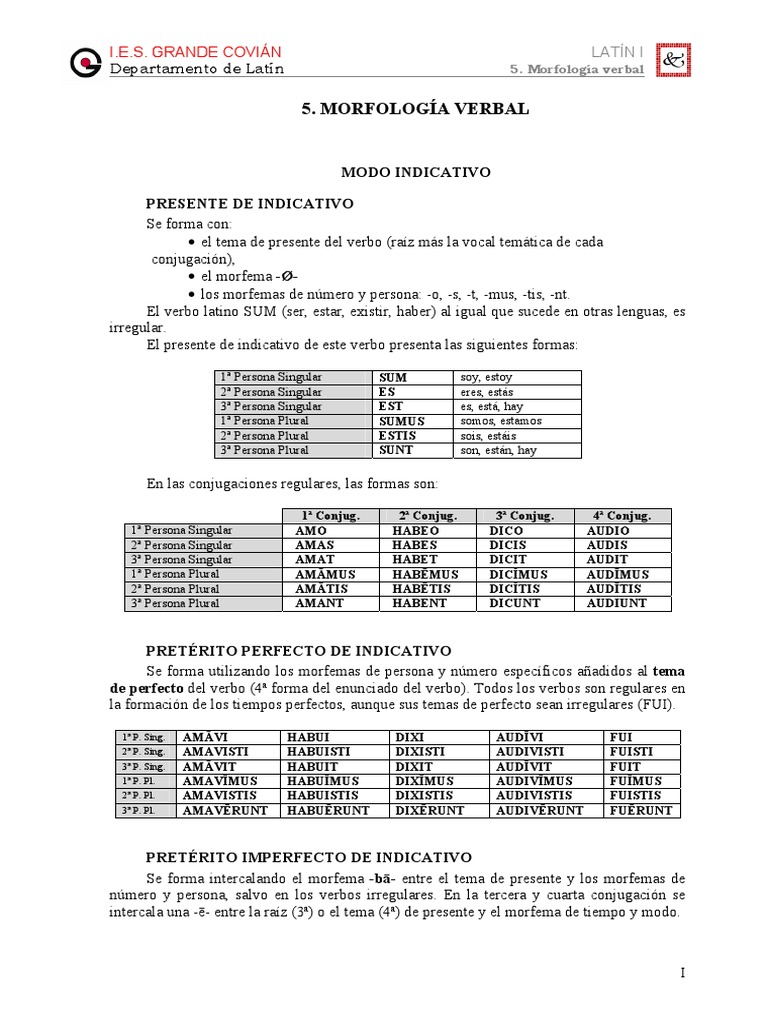 Morfologia Verbal | PDF | Verbo | Conjugación gramatical