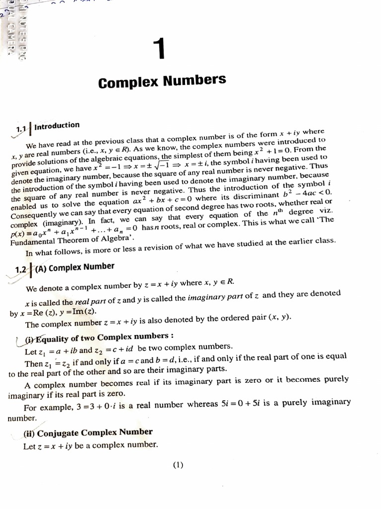 Complex Number PDF | PDF