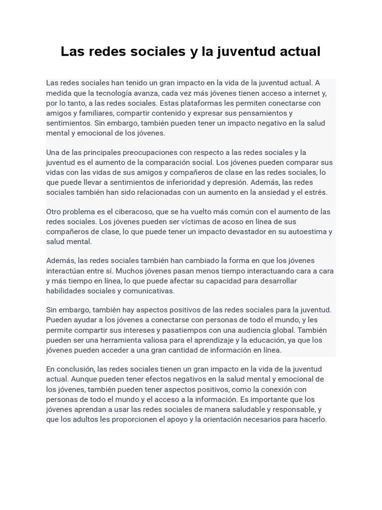La Juventud y Las Redes Sociales | PDF