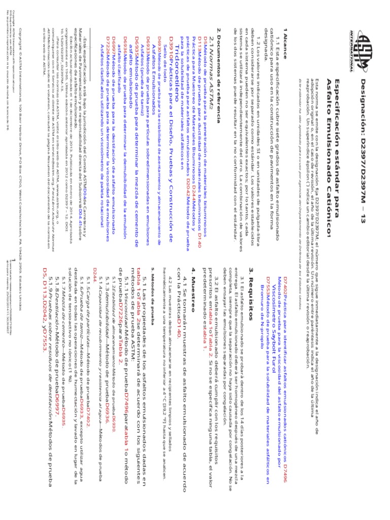 ASTM-D2397 en Es | PDF | Sustancias químicas | Materiales