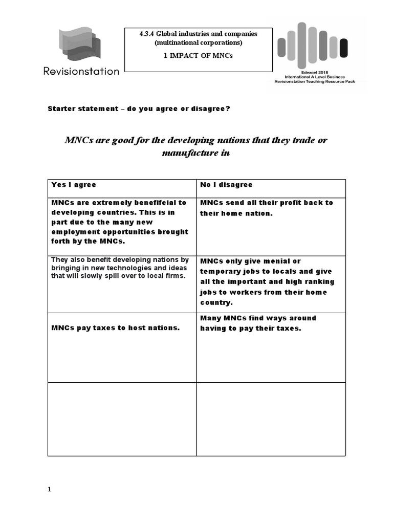 The Impact of Multinational Corporations on Developing Nations: A Balanced Perspective | PDF