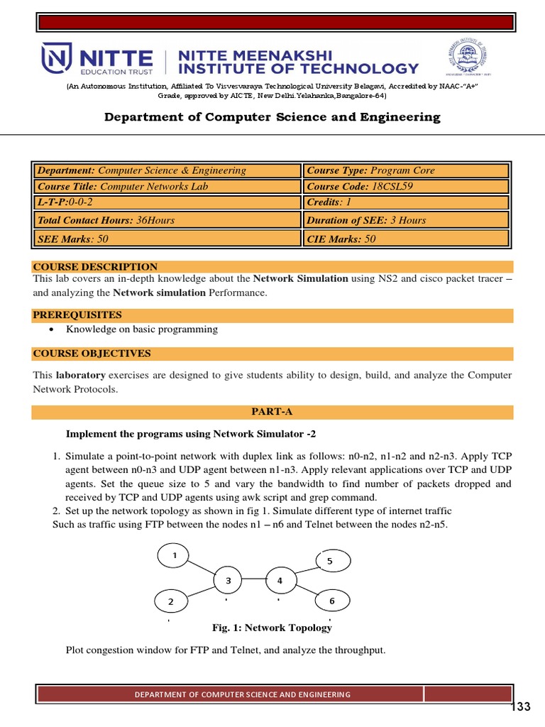 CN Lab - 2021 - Syllabus | PDF | Computer Network | Ip Address
