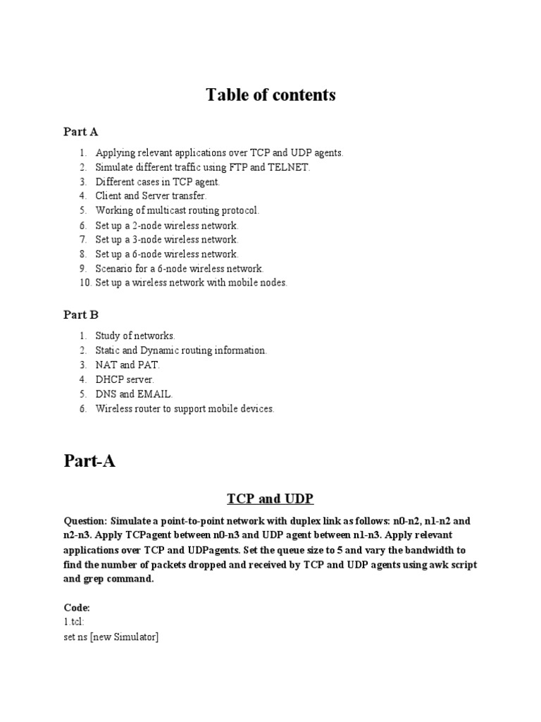 Network Simulation with TCP/UDP | PDF | Ip Address | Router (Computing)