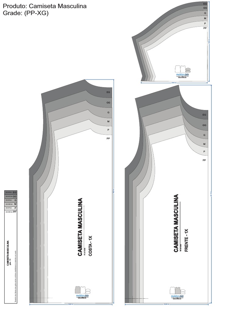 Modelagens Camisetas Masculinas | PDF
