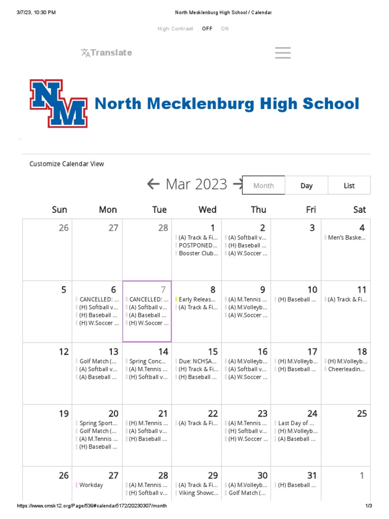 North Mecklenburg High School - Calendar PDF | PDF | Sports