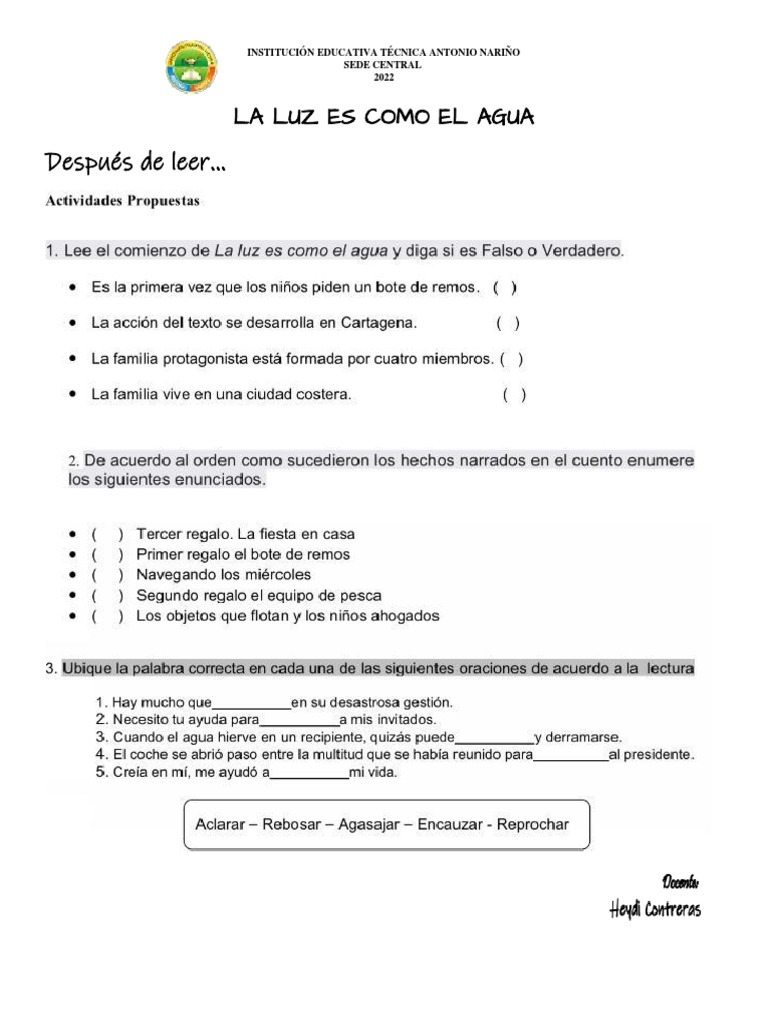 La Luz Es Como El Agua PDF | PDF