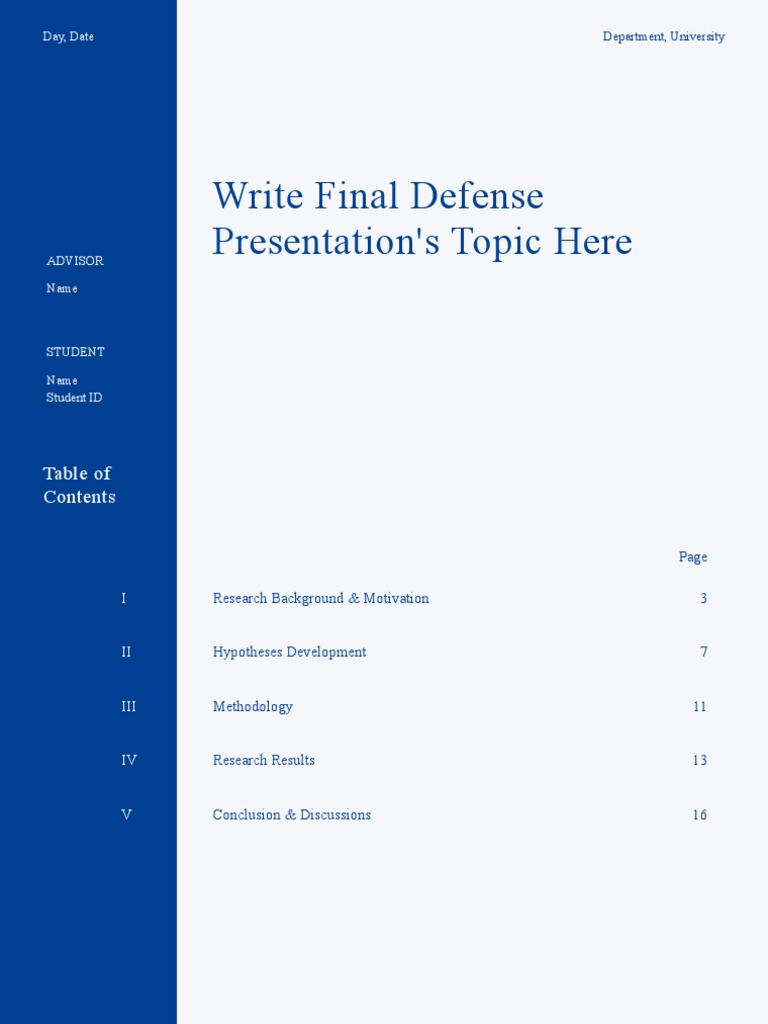 Deep Blue Yellow Monotone Minimalist Illustration Thesis Proposal Final ...