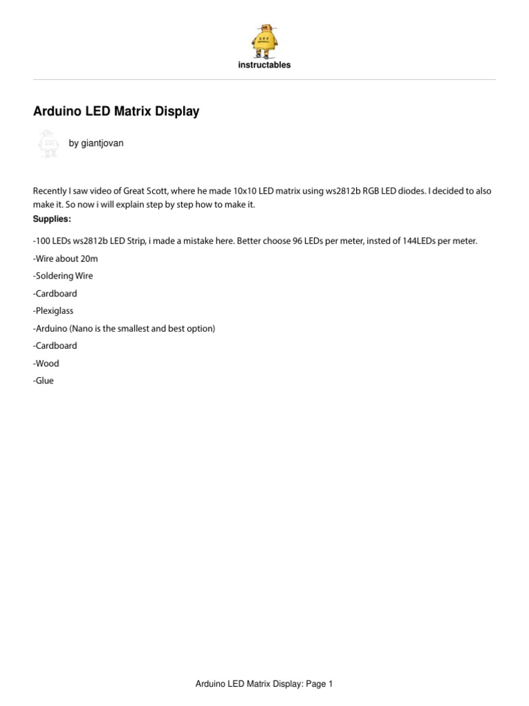 Arduino-LED-Matrix-Display | PDF | Arduino | Software